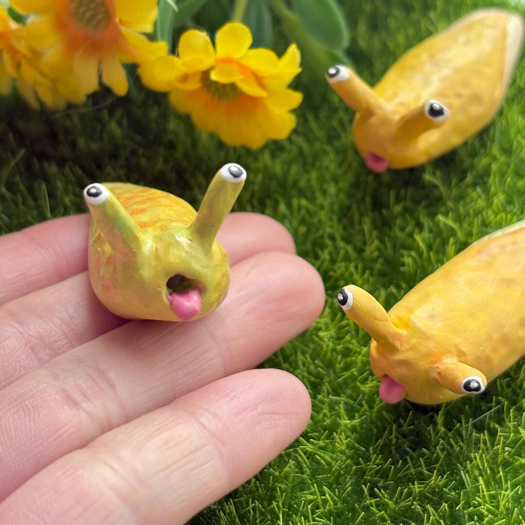 Handmade Polymer Clay Cute Miniature Yellow Santa Cruz Banana Slug ...
