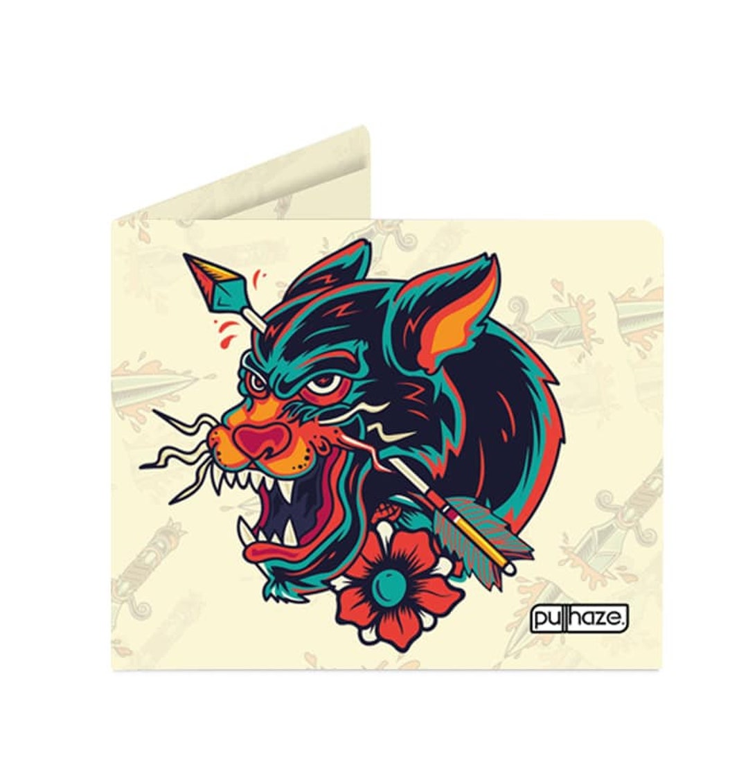 Old School Tiger Tattoo Wallet, Tiger Head, Vegan Wallet, Ultra Slim ...