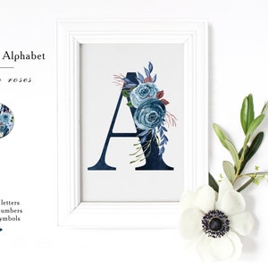 Indigo Alphabet Indigo Dusty Blue Ampersand Uppercase | Etsy