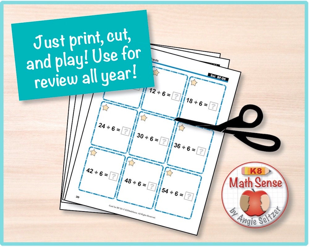 Division Facts Card Games 2s Through 10s With 9 Sets of 40 Printable ...
