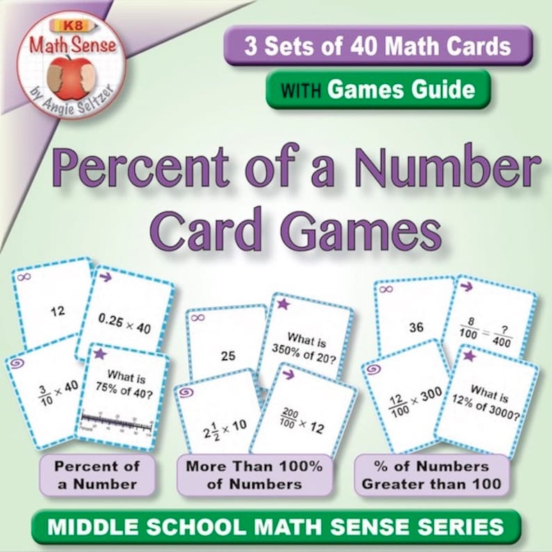 6th Grade Math Sense Games & Activities: 17 Sets of 40 Printable Cards ...