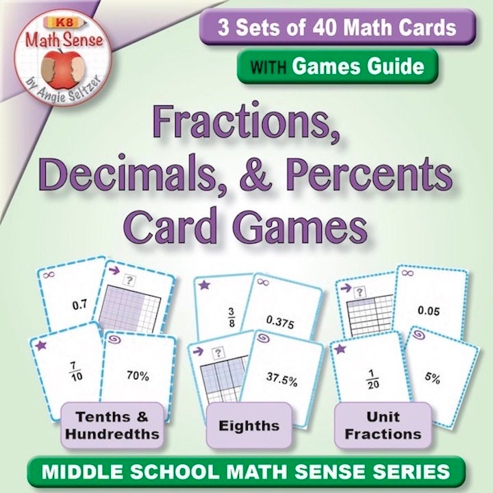 6th Grade Math Sense Games & Activities: 17 Sets of 40 Printable Cards ...