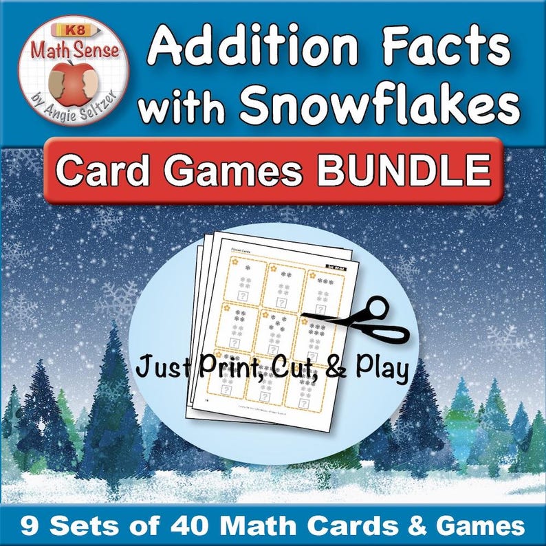 Addition Facts With Snowflakes GAMES: 9 Sets of 40 Printable Cards - Etsy