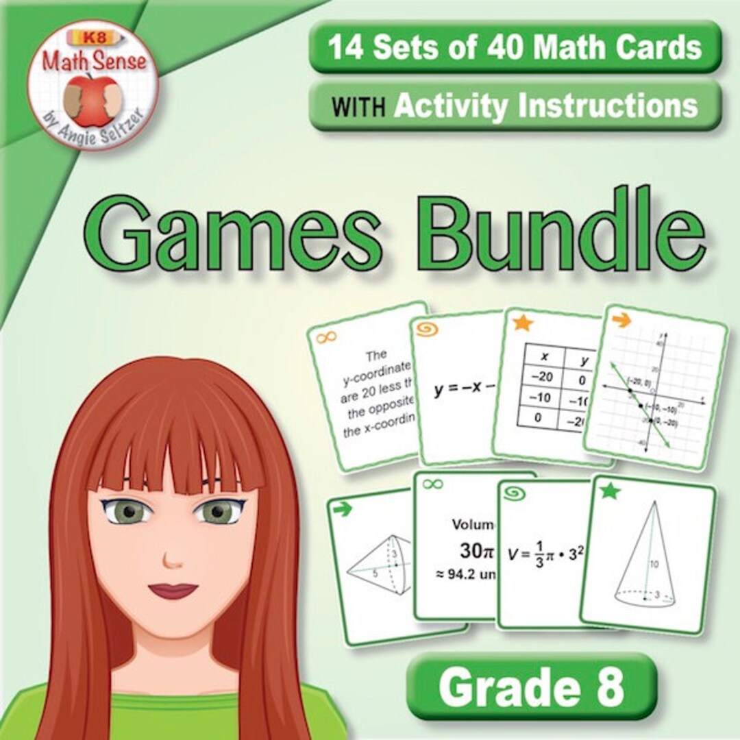 8th Grade Math Sense Games & Activities: 14 Sets of 40 Printable Cards ...