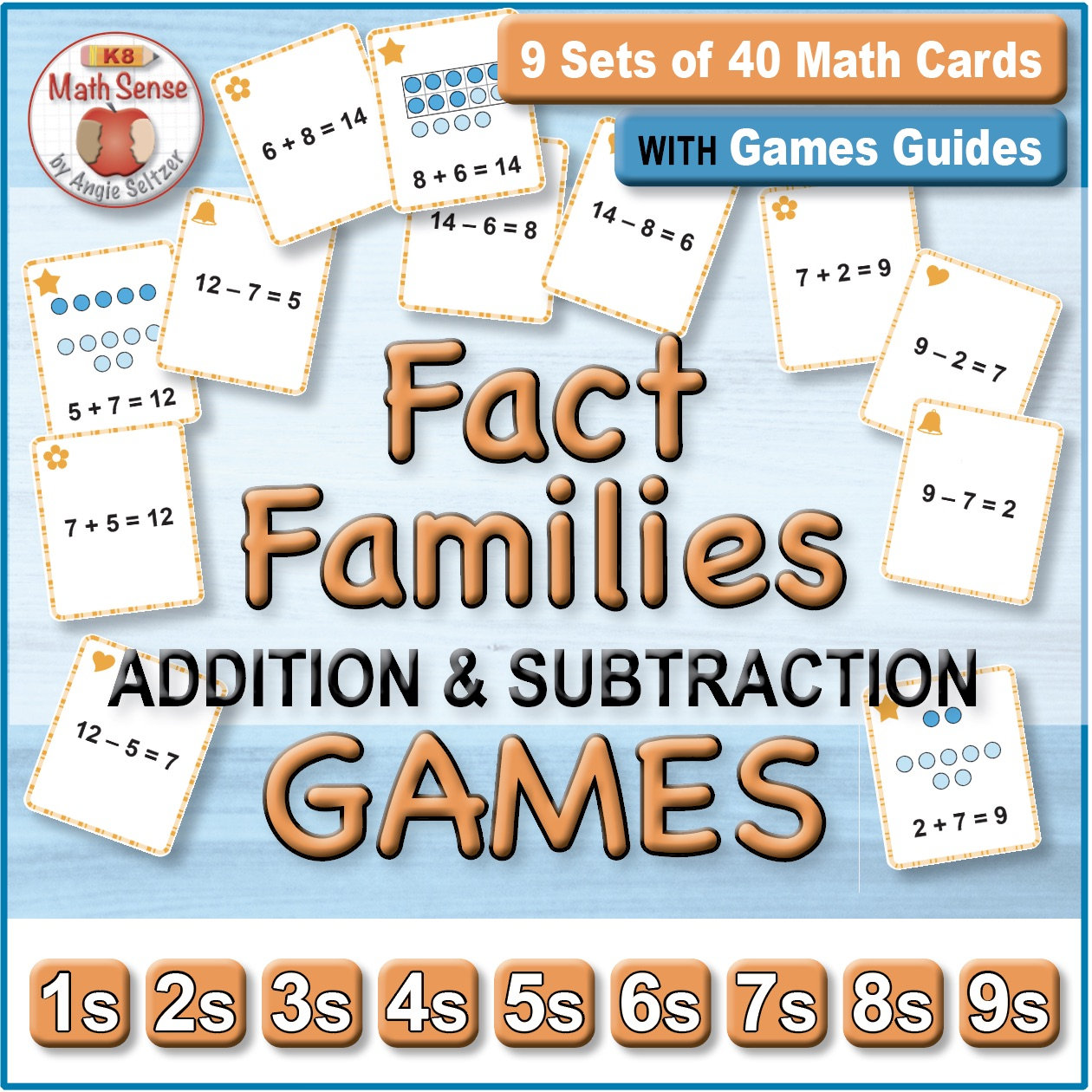 Addition & Subtraction FACT FAMILIES Card Games With 9 Sets of 40 ...