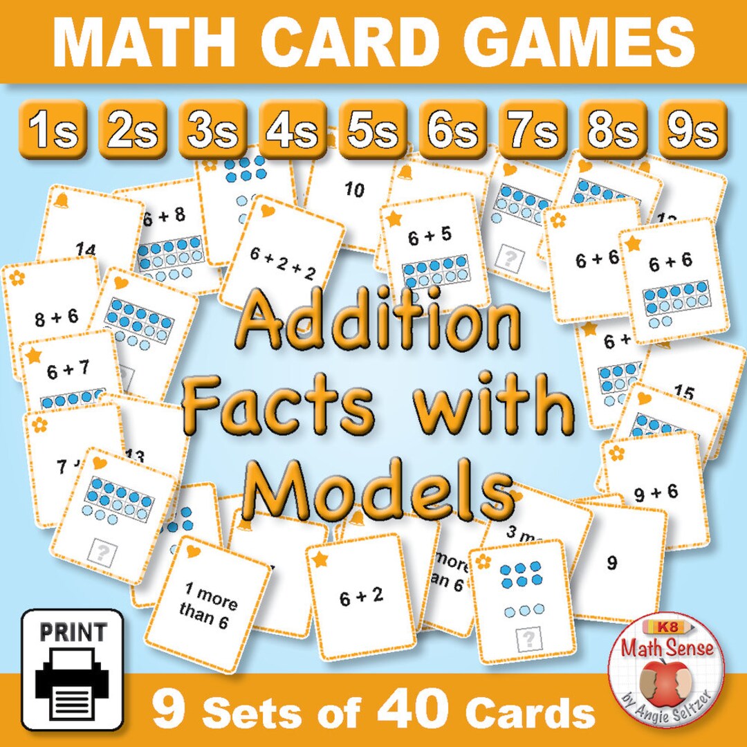 Addition Facts CARD GAMES 1s Through 9s With 9 Sets of 40 Printable ...
