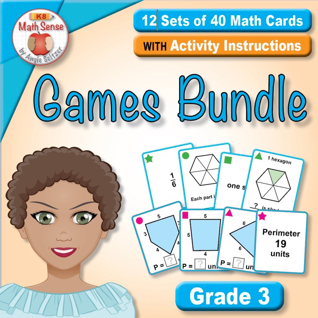 3rd Grade Math Sense Games & Activities: 12 Sets of 40 Printable Cards ...
