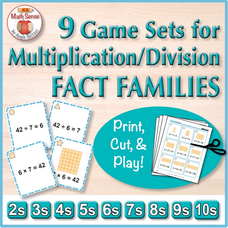 Multiplication & Division Fact Families CARD GAMES 2s Through 10s With ...