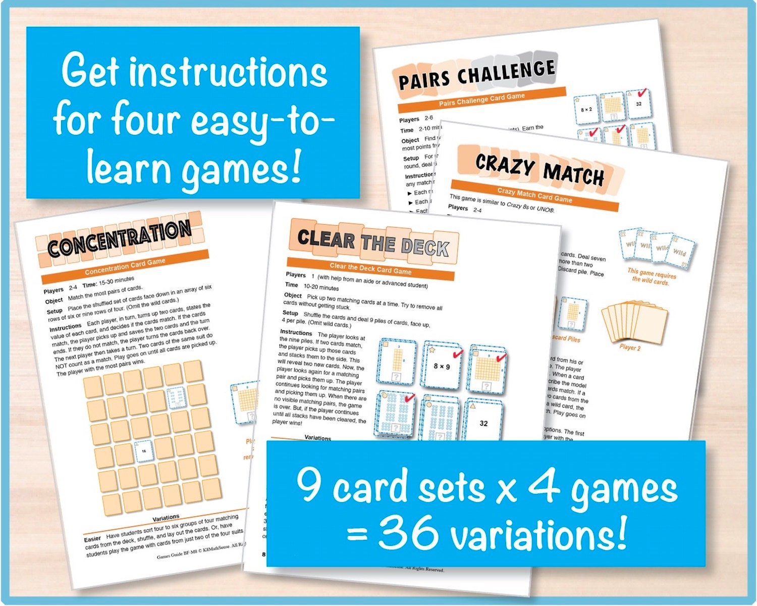 Multiplication Facts Card Games 2s Through 10s With 9 Sets of 40 ...