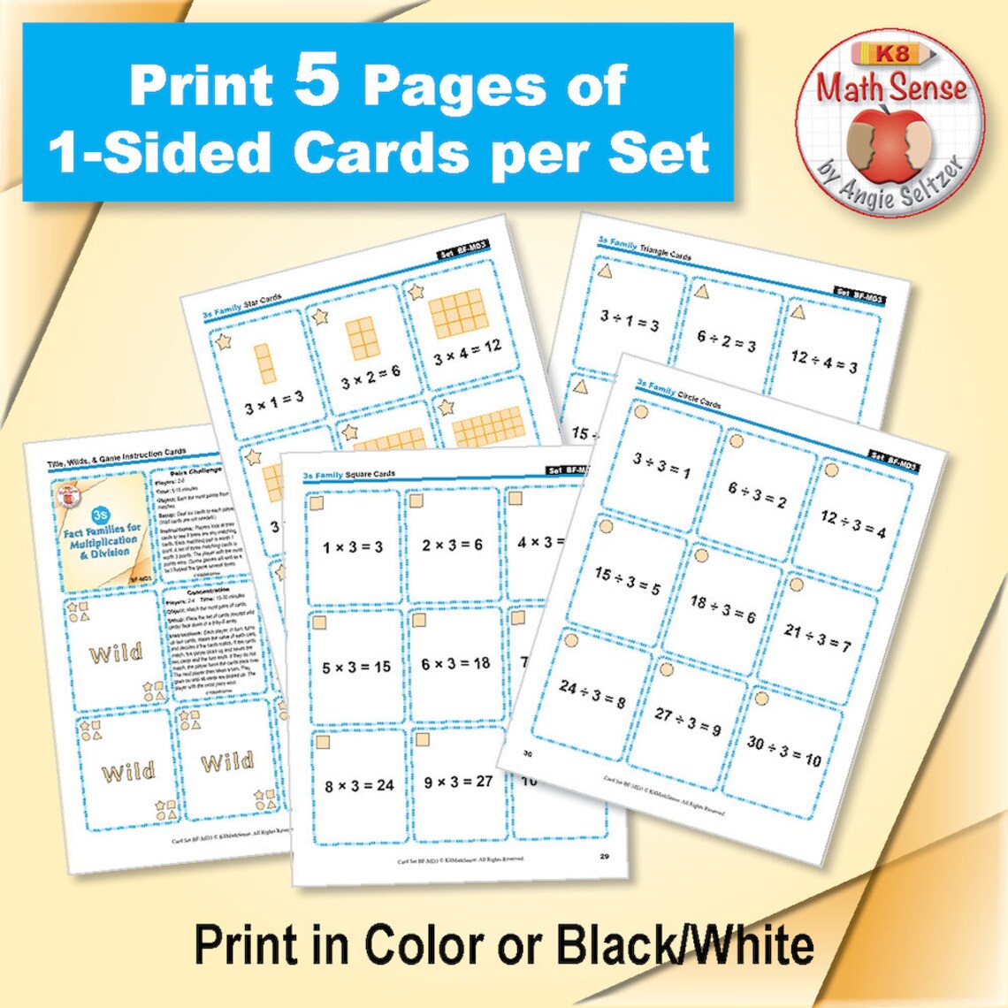 Multiplication & Division Fact Families CARD GAMES 2s Through 10s With ...