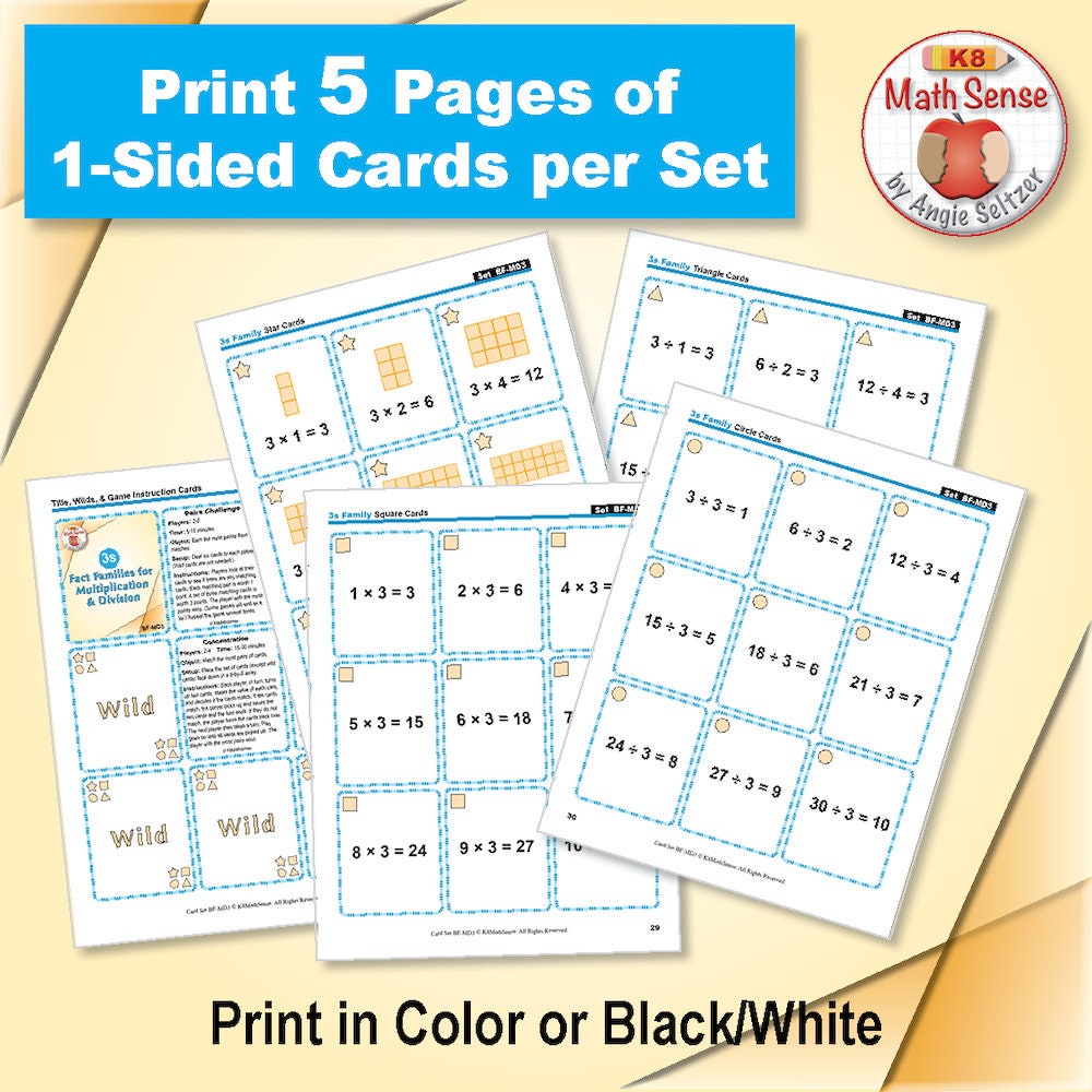 Multiplication & Division Fact Families CARD GAMES 2s Through 10s With ...