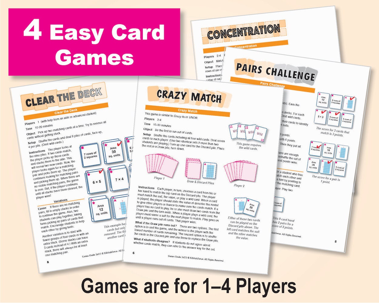 3rd Grade Math Sense Games | Area of a Rectangle [code 3M33] - Etsy
