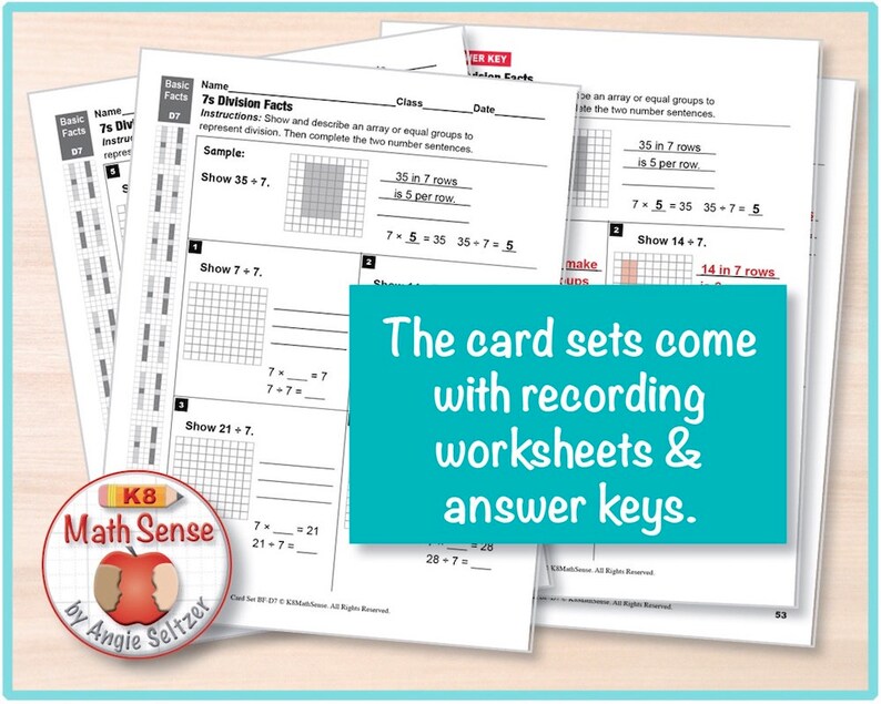 Division Facts Card Games 2s Through 10s With 9 Sets of 40 Printable ...