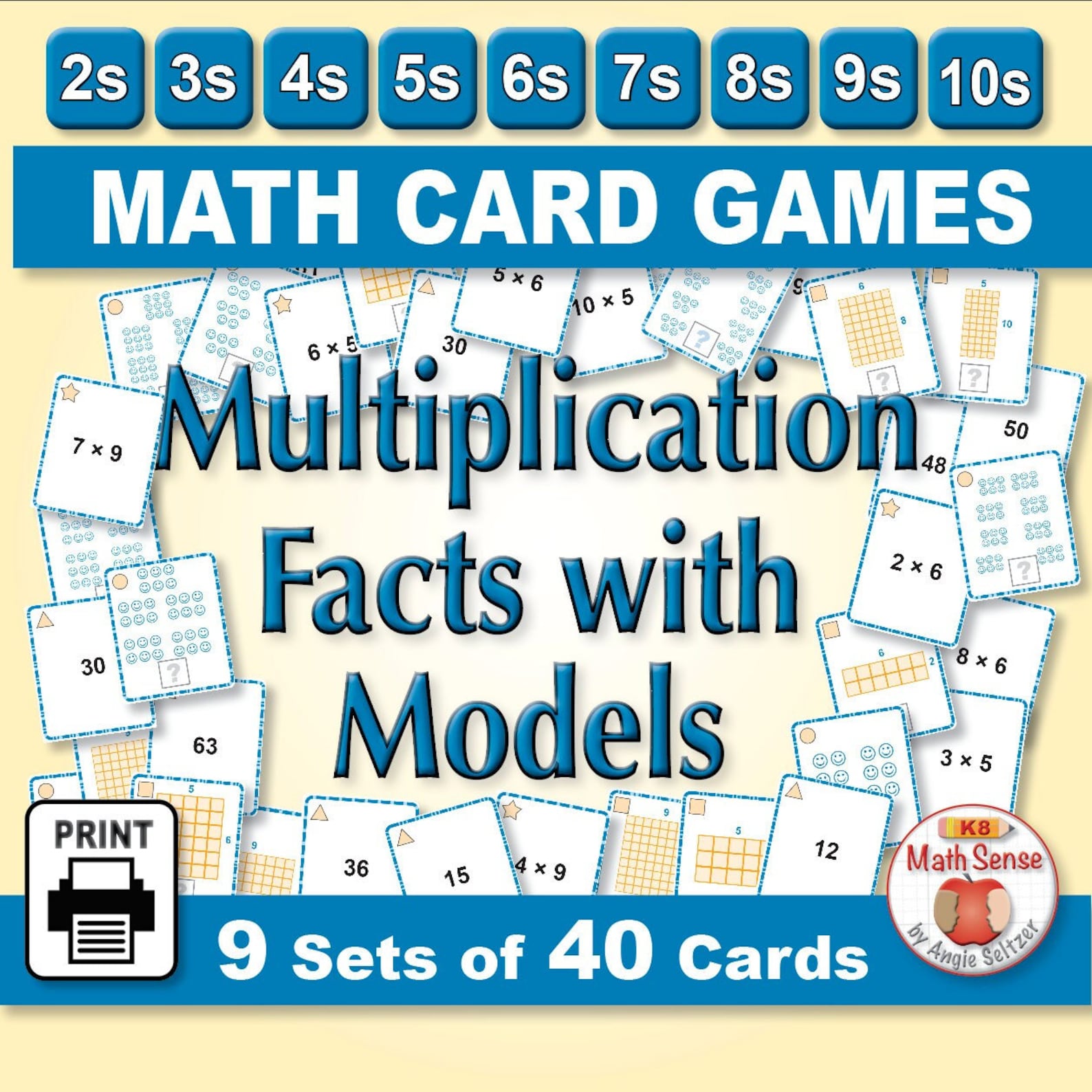 Multiplication Facts Card Games 2s Through 10s With 9 Sets of 40 ...