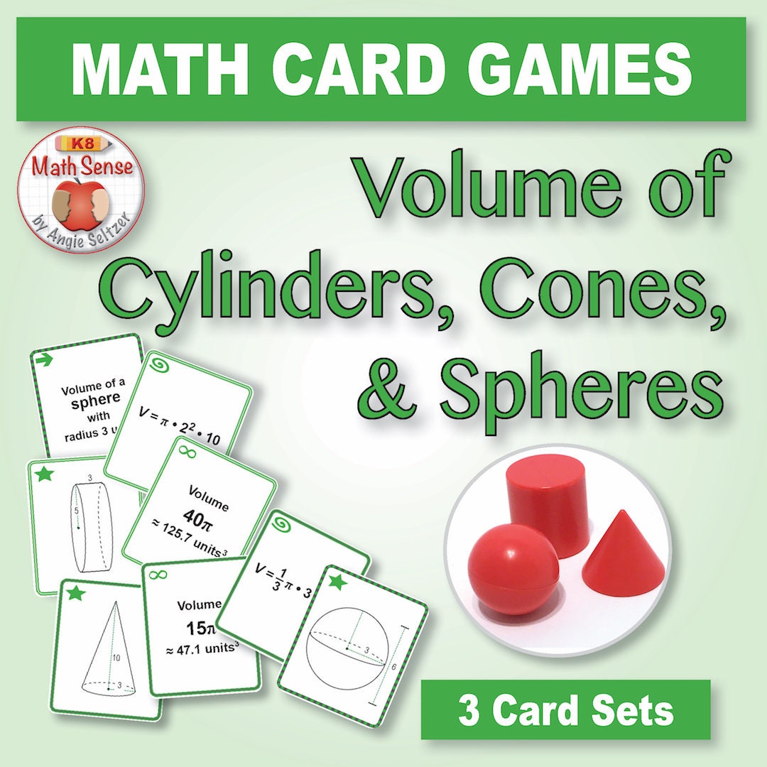 Middle School Geometry: Volume of Cylinders, Cones, & Spheres – 3 Card ...