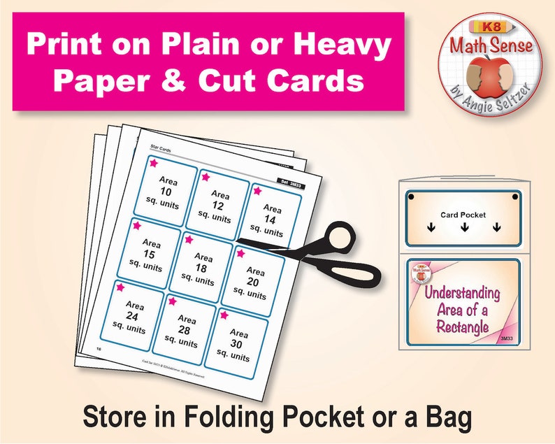 3rd Grade Math Sense Games | Area of a Rectangle [code 3M33] - Etsy