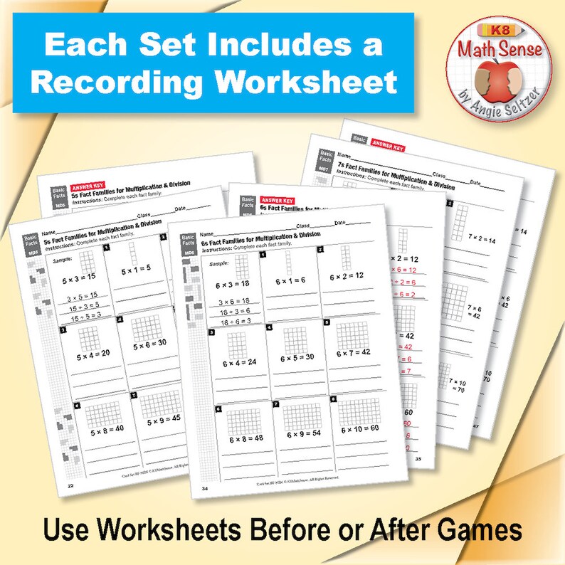 Multiplication & Division Fact Families CARD GAMES 2s Through 10s With ...