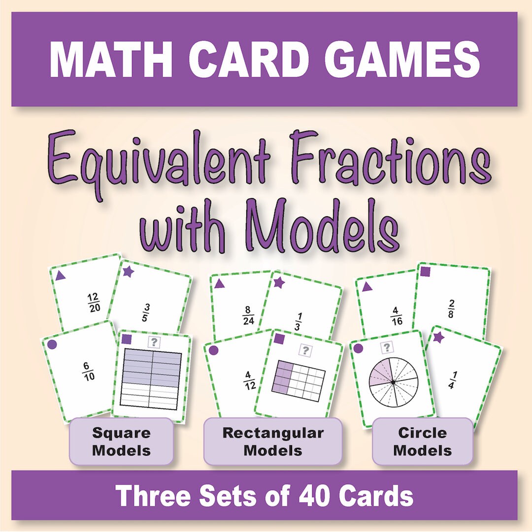 5th Grade Games | 3 Sets Equivalent Fractions With Models – Squares ...
