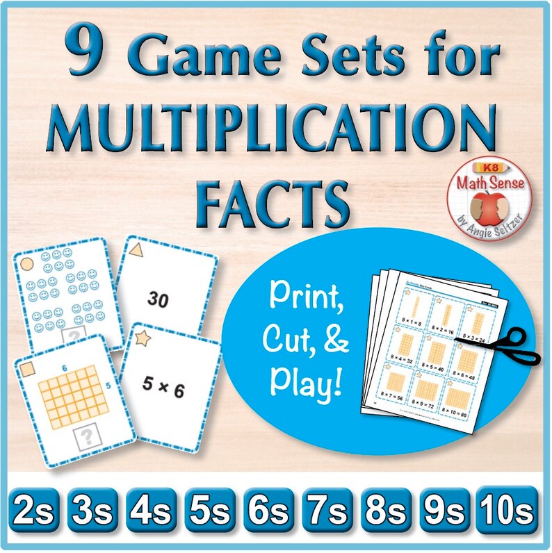 Multiplication Facts Card Games 2s Through 10s With 9 Sets of 40 ...