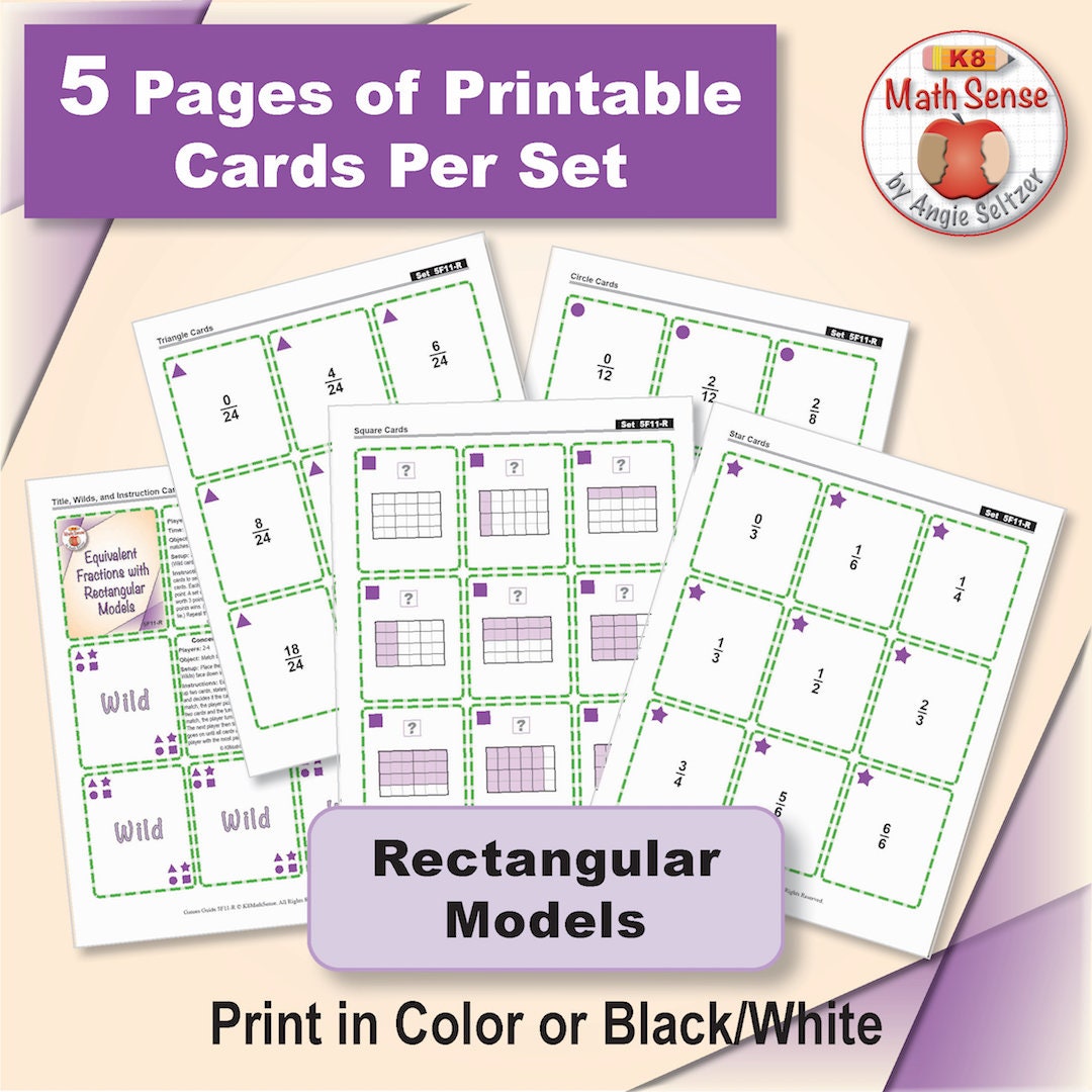5th Grade Games | 3 Sets Equivalent Fractions With Models – Squares ...