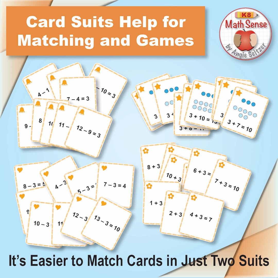 Addition & Subtraction FACT FAMILIES Card Games With 9 Sets of 40 ...