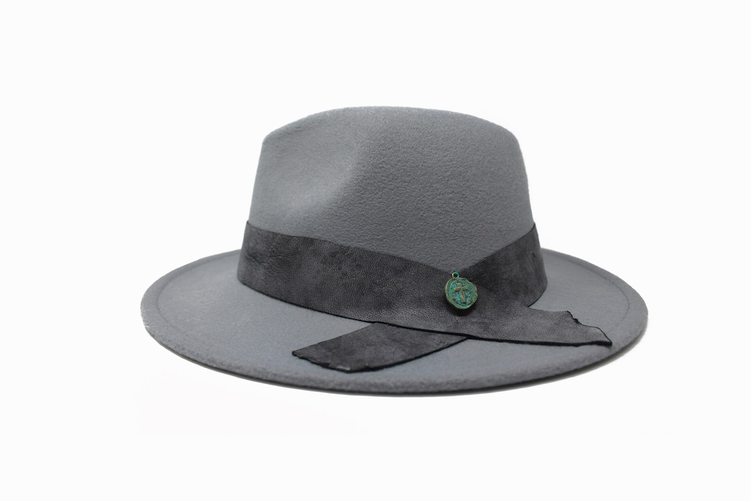 Gray Fedora Hat, Wide Brim Fedora Hat, Felt Hat, Inner Adjustable ...