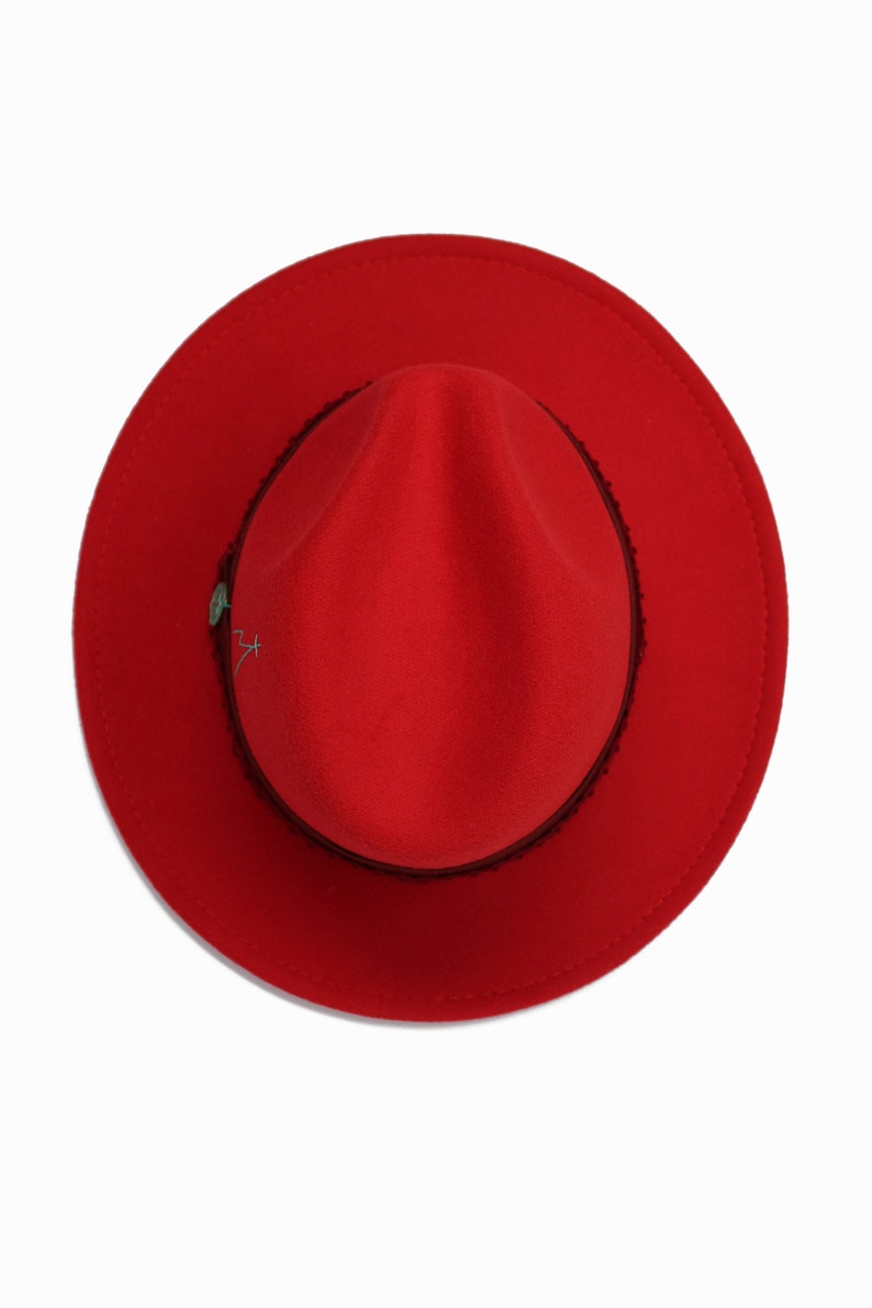 Red Fedora Hat, Wide Brim Fedora Hat, Felt Hat, Inner Adjustable ...