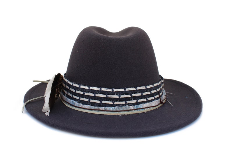 Grey Fedora Hat Navajo Concha Felt Hat One Size Fits All | Etsy