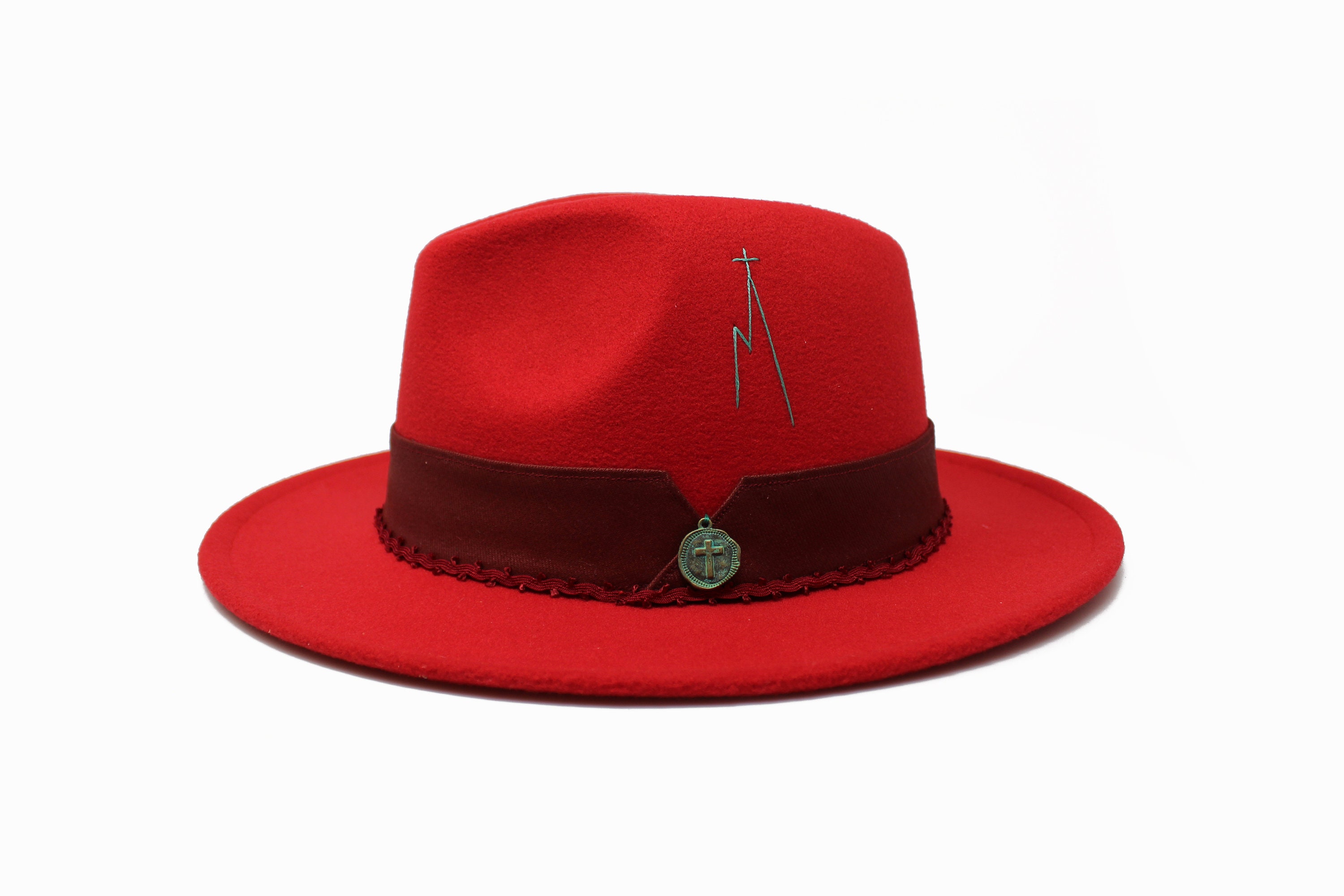 Red Fedora Hat Wide Brim Fedora Hat Felt Hat Inner | Etsy