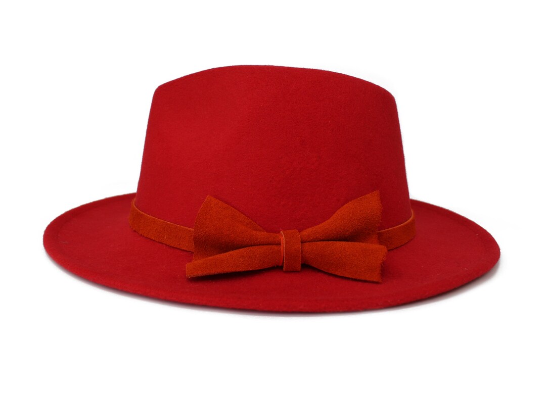 Red Fedora Hat Wide Brim Fedora Hat Felt Hat Inner - Etsy