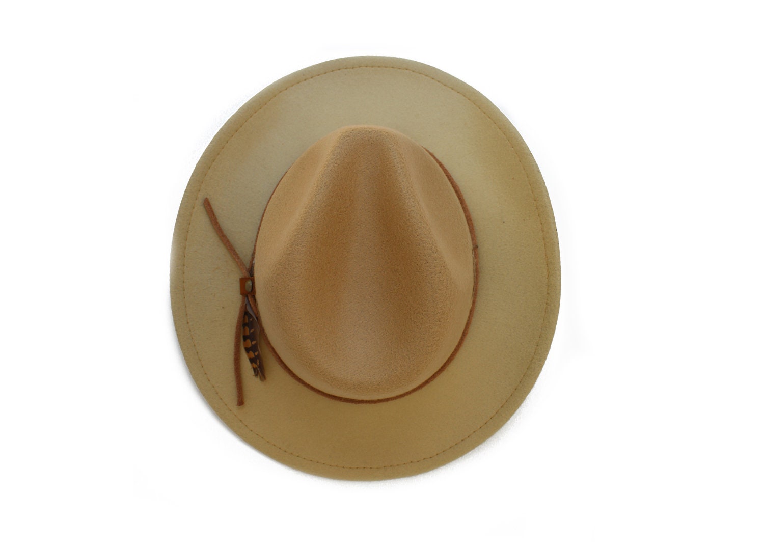 Tan Fedora Hat Leather Hatband Hand Stitched One Size Fits - Etsy