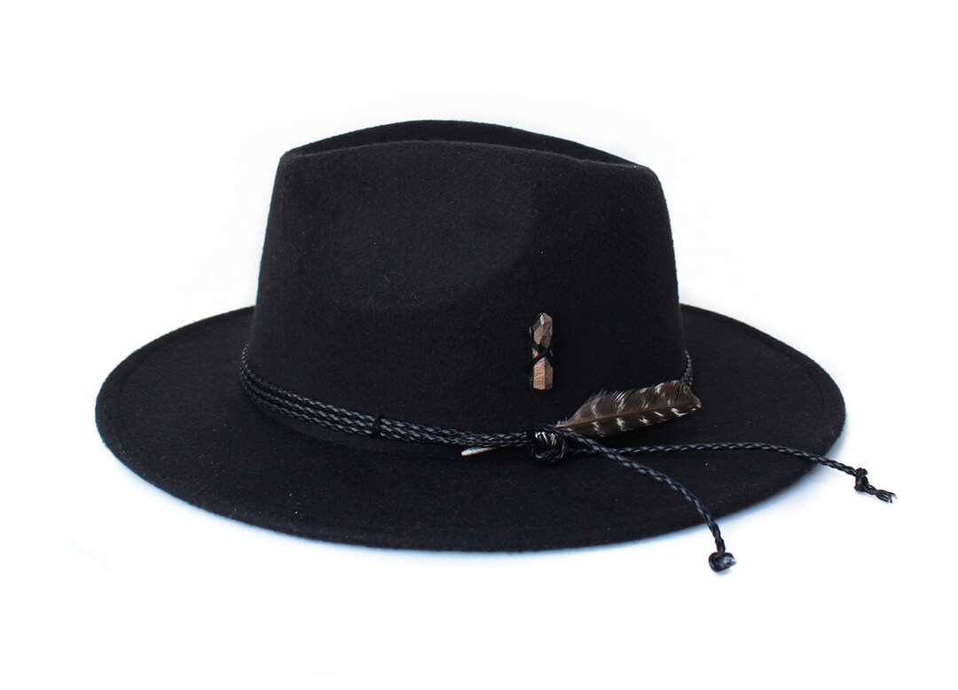 Black Fedora Hat, Wide Brim Fedora Hat, Felt Hat, One Size Fits All ...