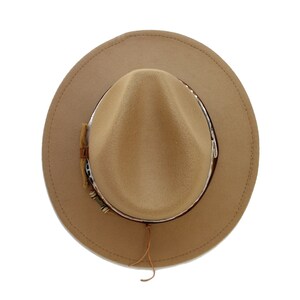 Tan Fedora, Wide Brim Fedora Hat, Felt Hat, Velvet Bow, One Size Fits ...