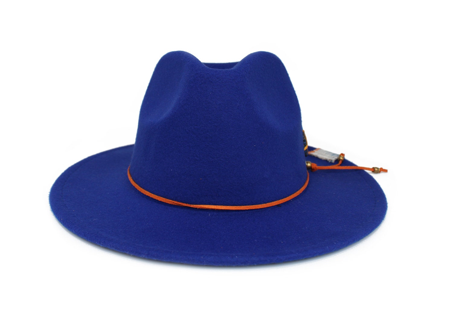 Royal Blue Fedora Hat, Wide Brim Fedora Hat, Felt Hat, Jasper Stone ...
