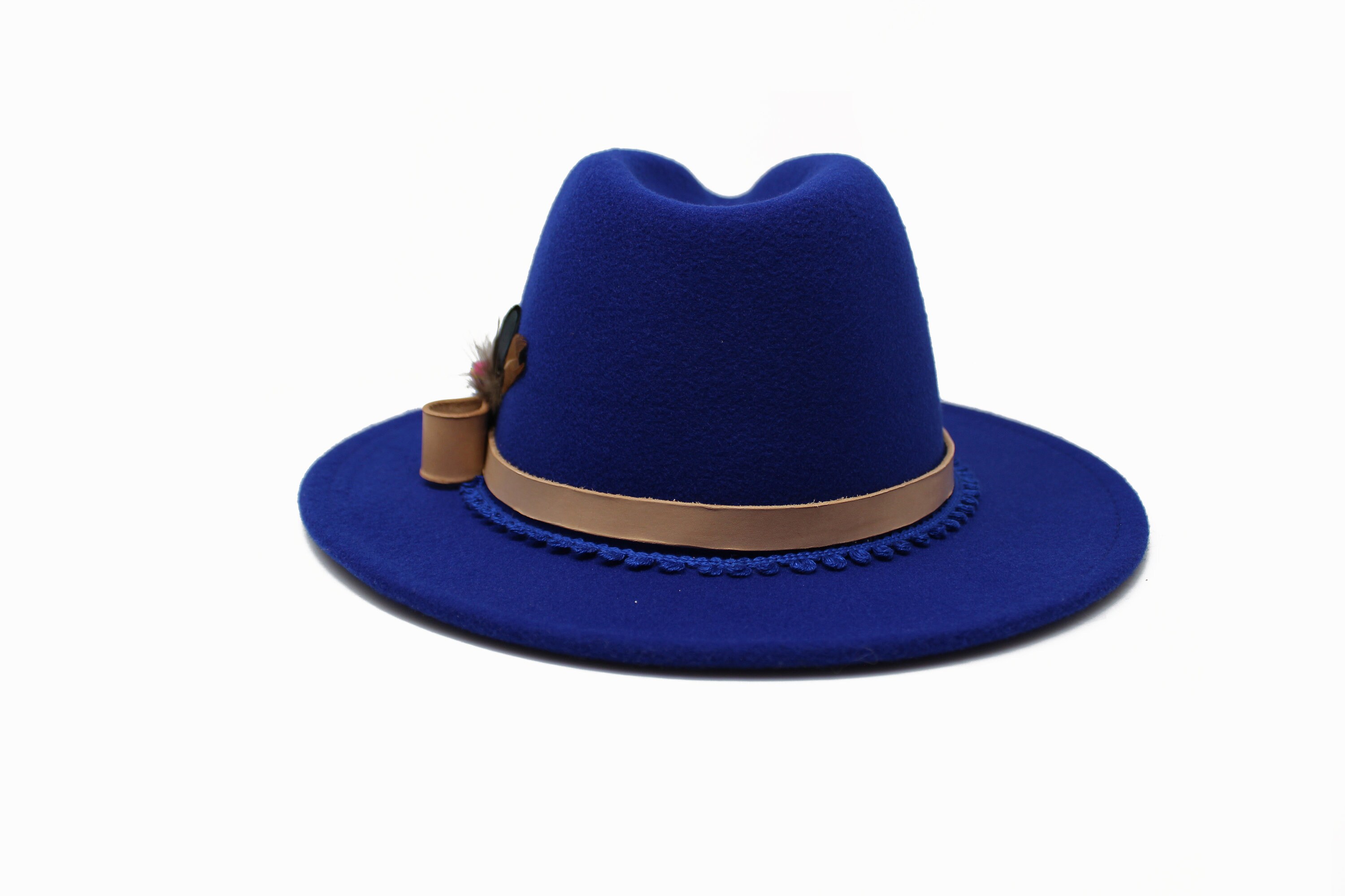 Royal Blue Fedora Hat Wide Brim Fedora Hat Felt Hat Inner | Etsy