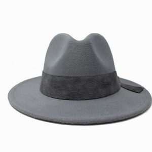 Gray Fedora Hat, Wide Brim Fedora Hat, Felt Hat, Inner Adjustable ...