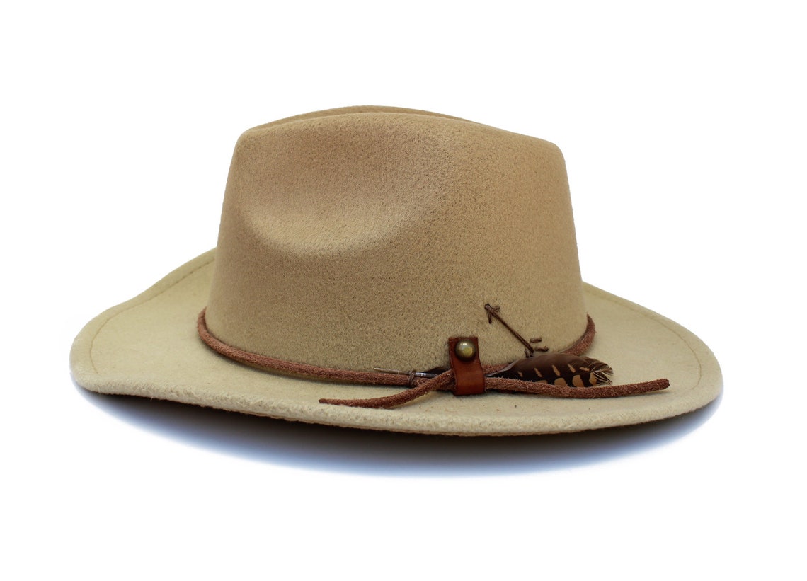 Tan Fedora Hat Leather Hatband Hand Stitched One Size Fits - Etsy