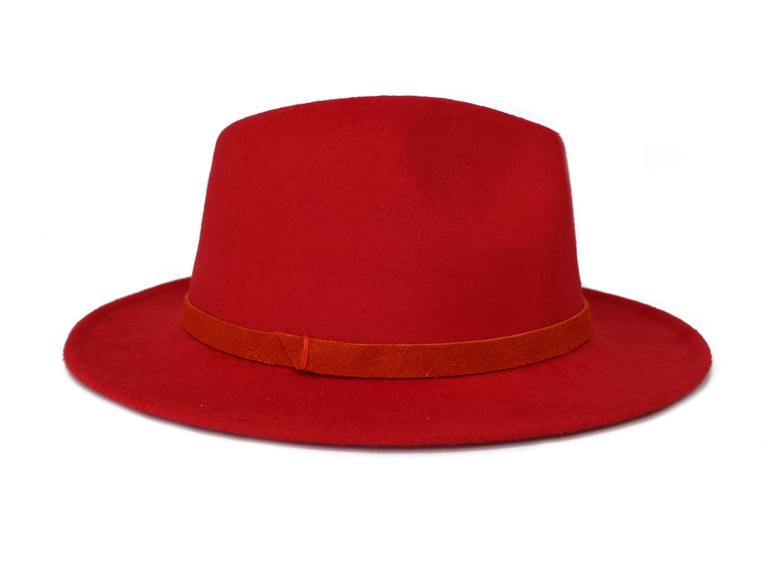 Red Fedora Hat Wide Brim Fedora Hat Felt Hat Inner - Etsy