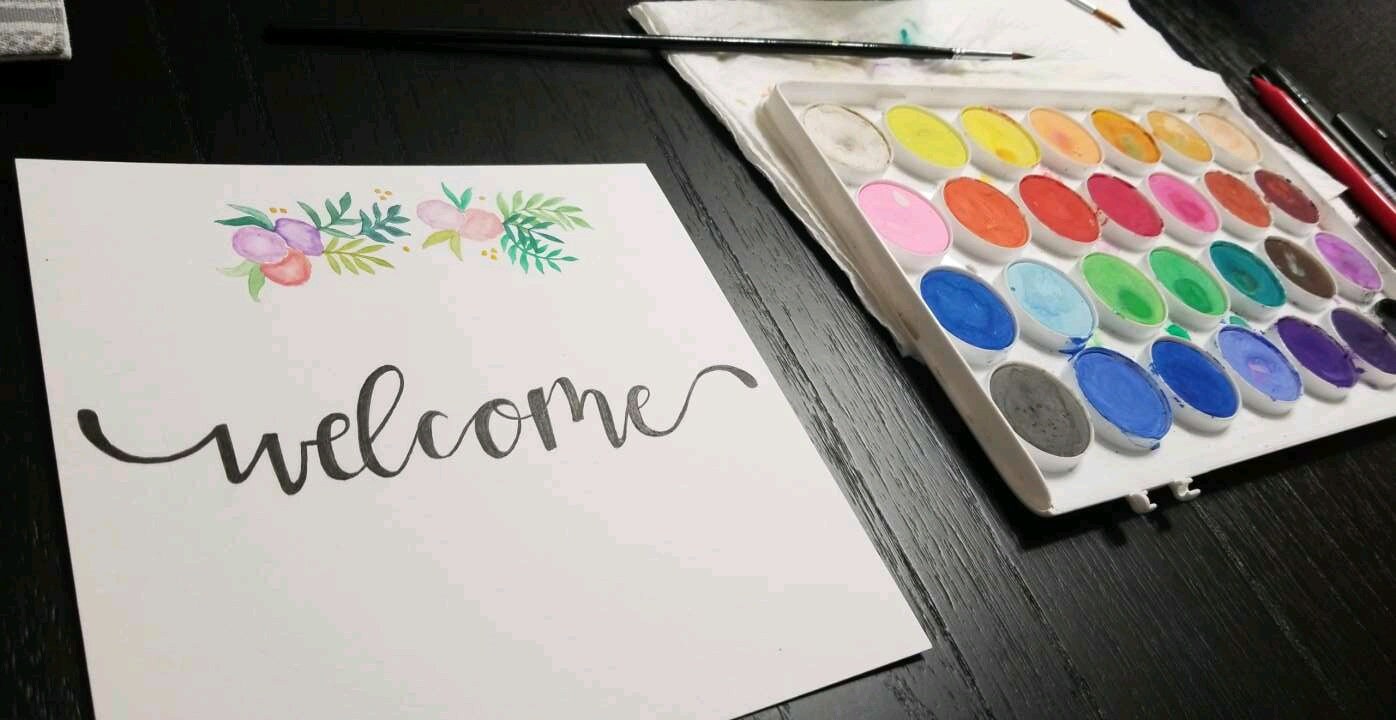 Floral Welcome Watercolor Painting - Etsy