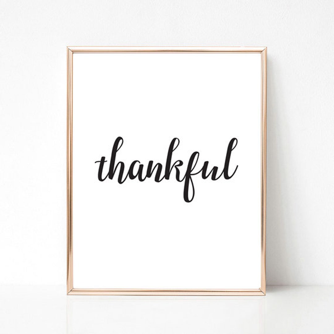 Thankful Lettering Design Print, Home Decor, Wall Art, Instant Art ...