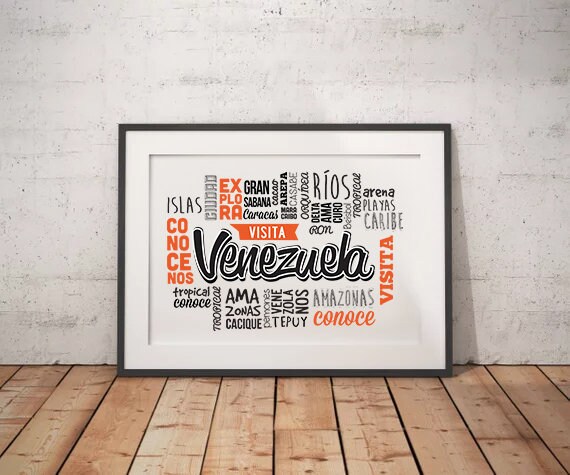 Venezuela Lettering Design Print Home Decor Wall Art | Etsy