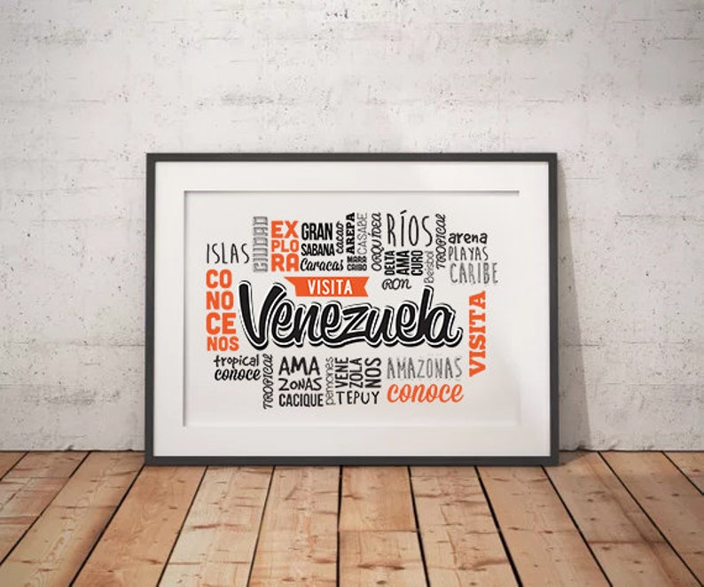 Venezuela Lettering Design Print, Home Decor, Wall Art, Instant Art ...