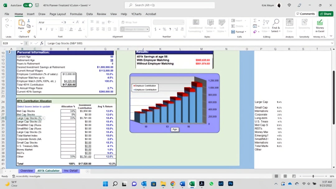 401k Projection Excel-based Spreadsheet W/401k Loan PDF - Etsy