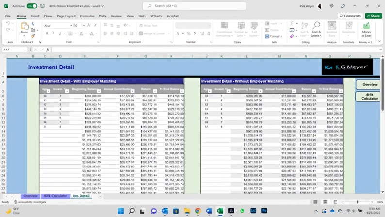 401k Projection Excel-based Spreadsheet W/401k Loan PDF - Etsy