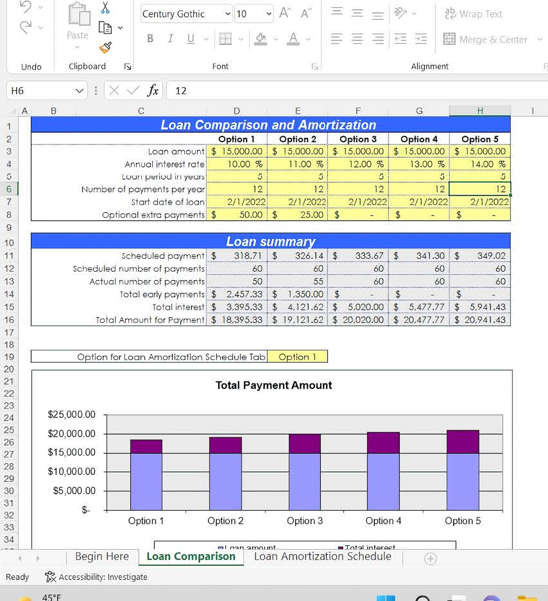 Loan Amortization and Comparison Excel-based Spreadsheet W/bonus - Etsy