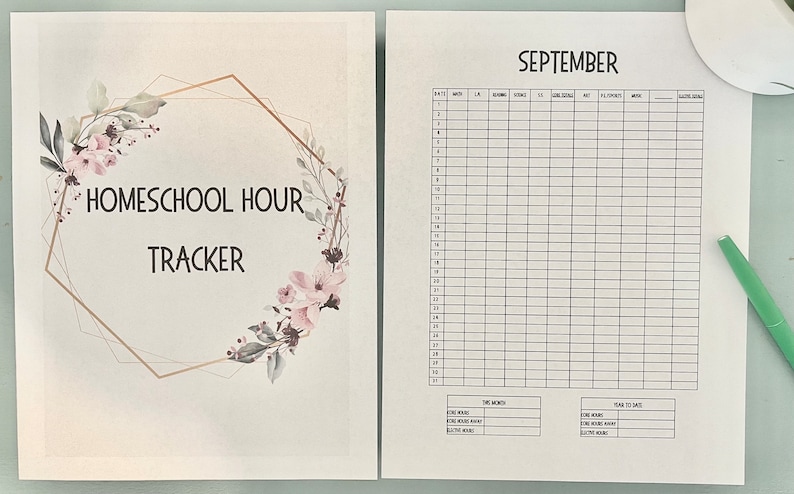 Homeschool Organization Hour Tracker Time Tracker Subject Checklist - Etsy