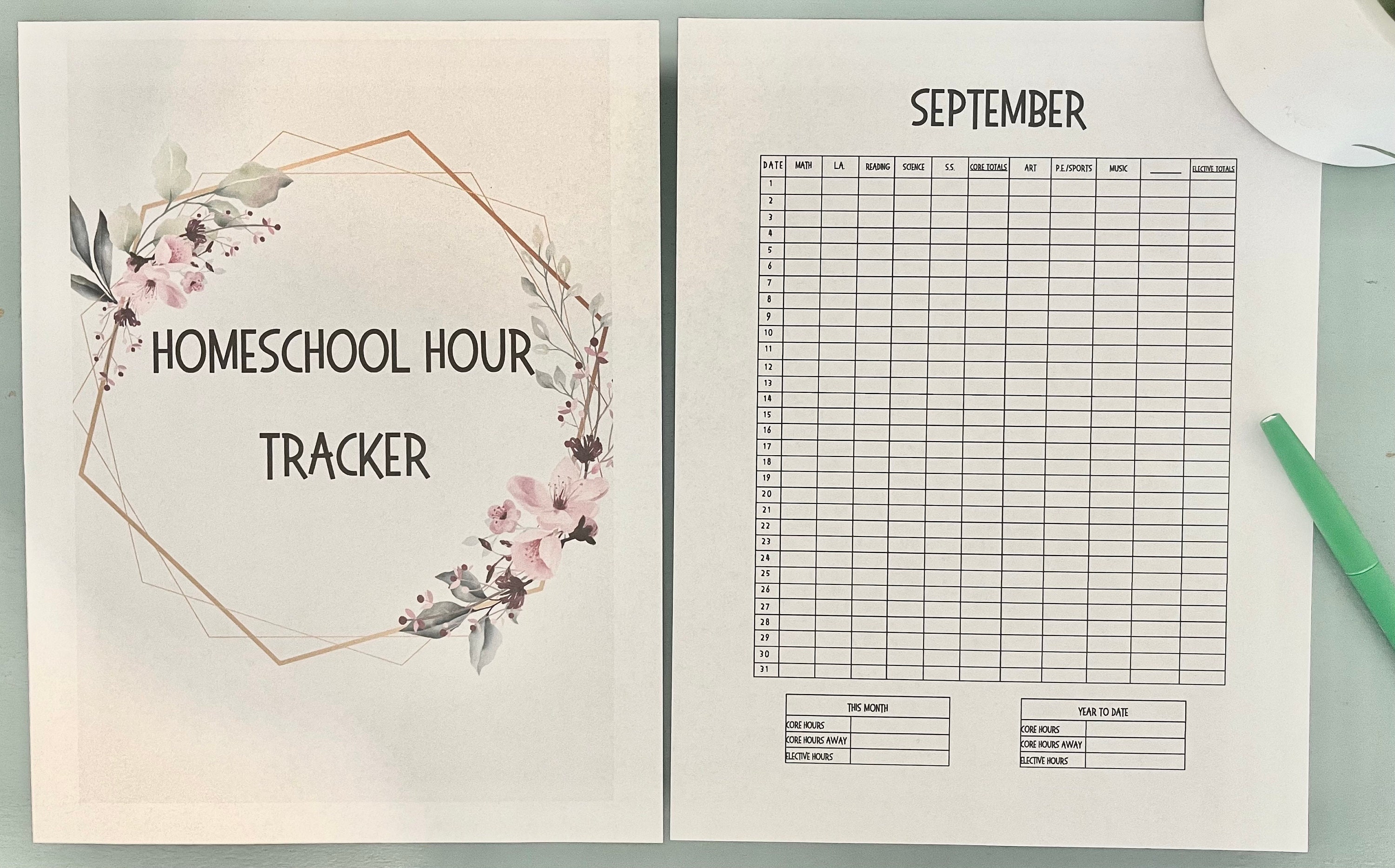Homeschool Organization Hour Tracker Time Tracker Subject Checklist - Etsy
