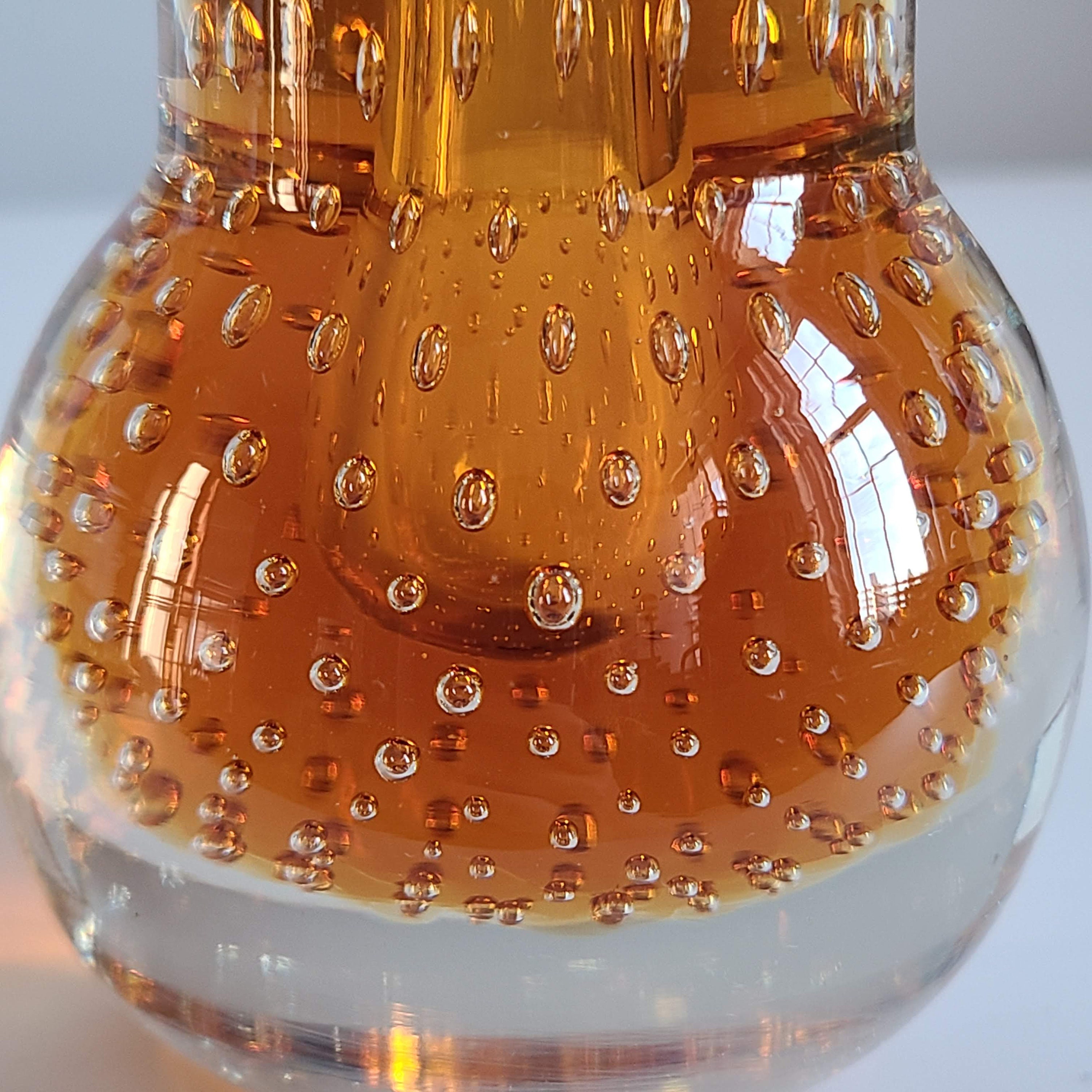 Vintage Murano Amber Glass Controlled Bubbles Glass Paperweight Pear ...