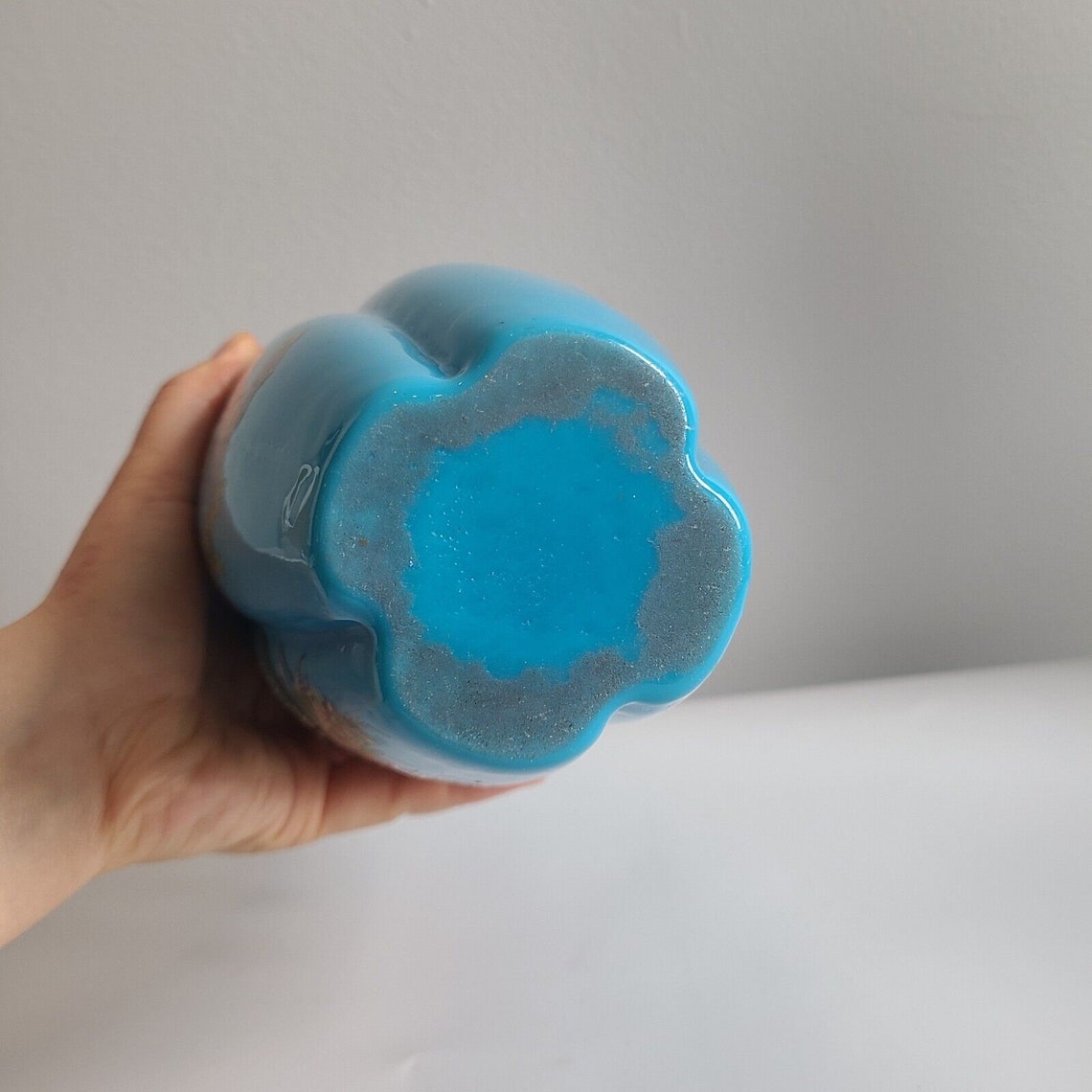 Blue Opaline Milk Glass Vase Handprinted Thistle Butterfly Flower Antique 19th C - Etsy