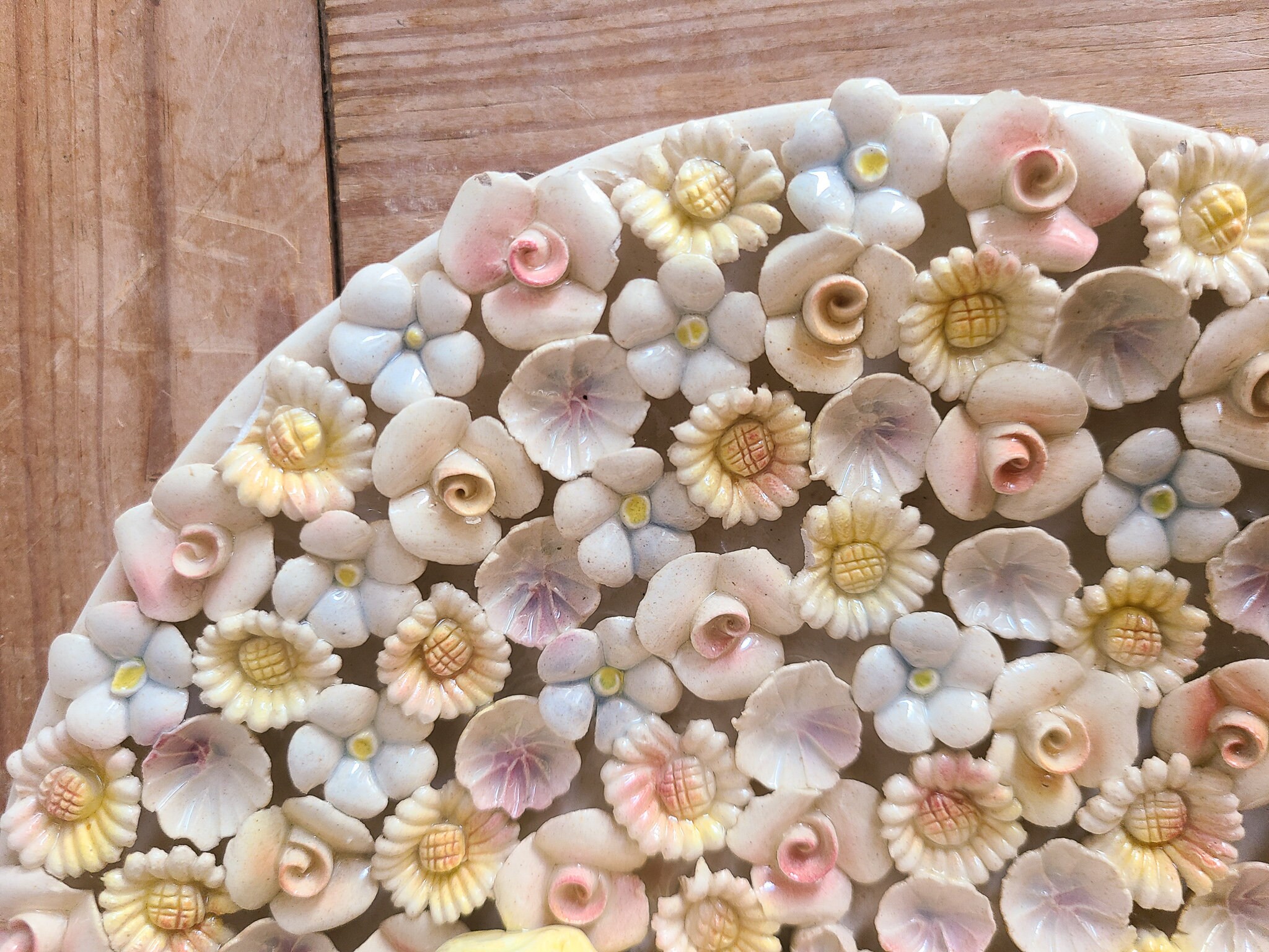 Antique Italian Ardalt Dresden Large Plate Cherub Mandolin Flowers Wall ...